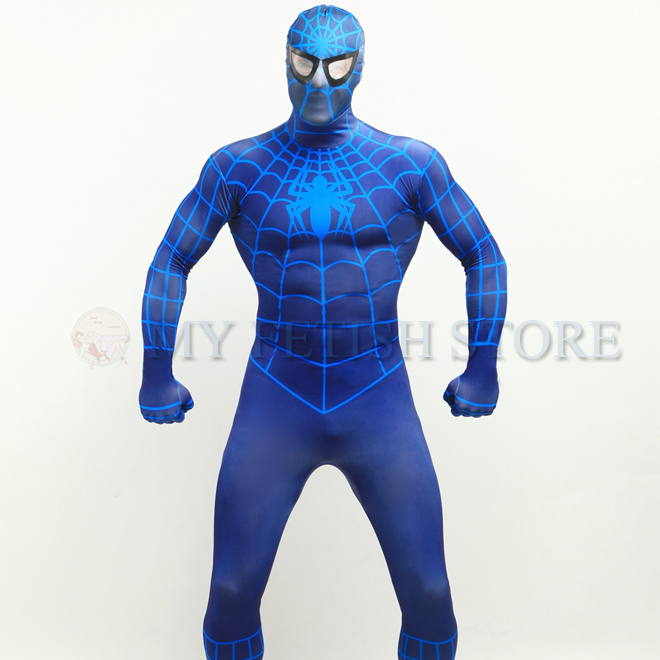 Full Body Blue Spider Man Lycra Spandex Bodysuit Cosplay Zentai Suit